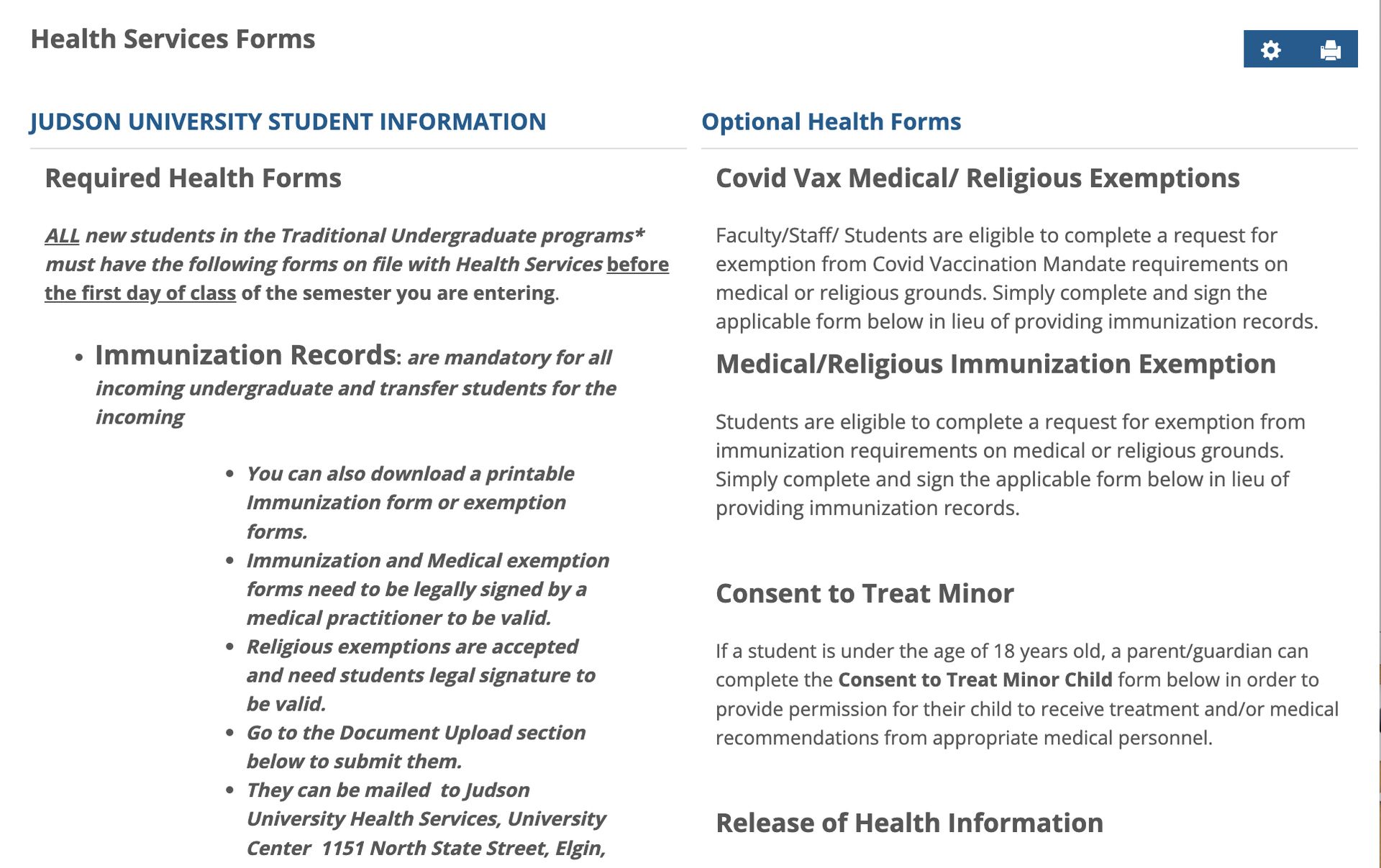 Health Forms Needed for All New and Transfer Students – UPDATED ...