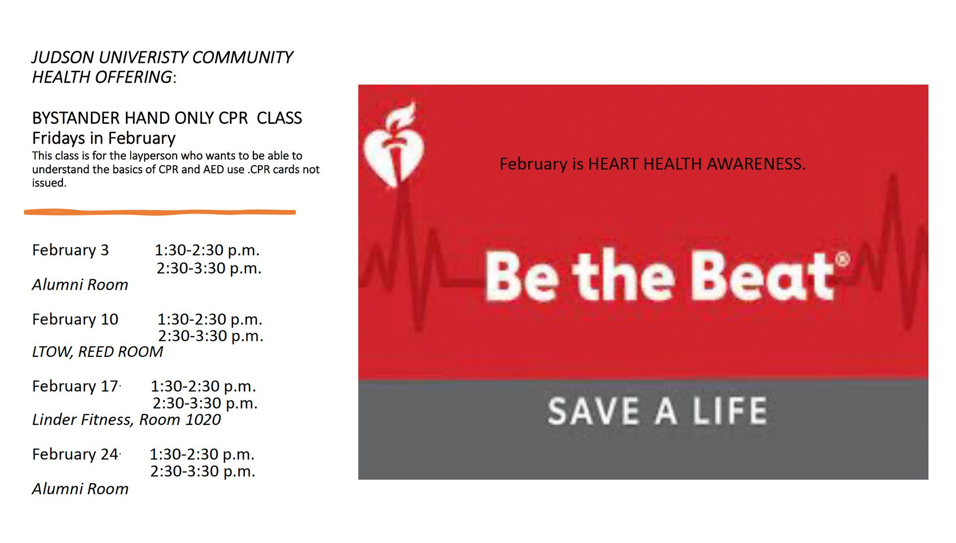 Judson University Community Health Series: February Heart Health Month ...